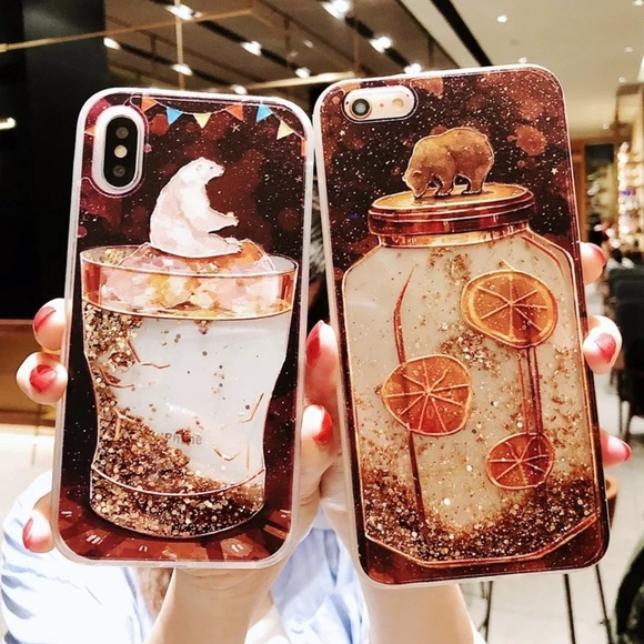 Accessories | Glitter Liquid Quicksand Brown Bear Phone Case | Poshmark